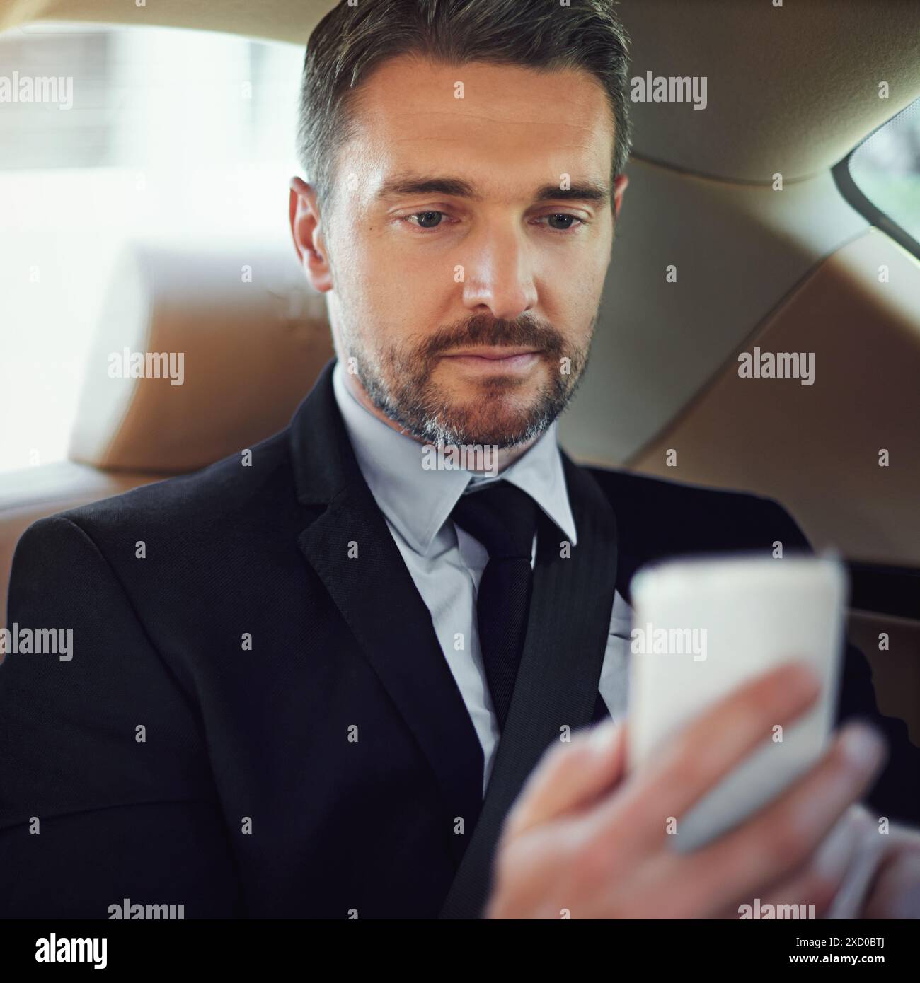 Mature businessman, phone typing and online map for directions, travel ...