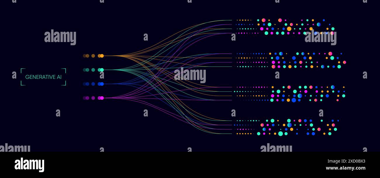Illustration of abstract stream. Artificial intelligence. Big data ...
