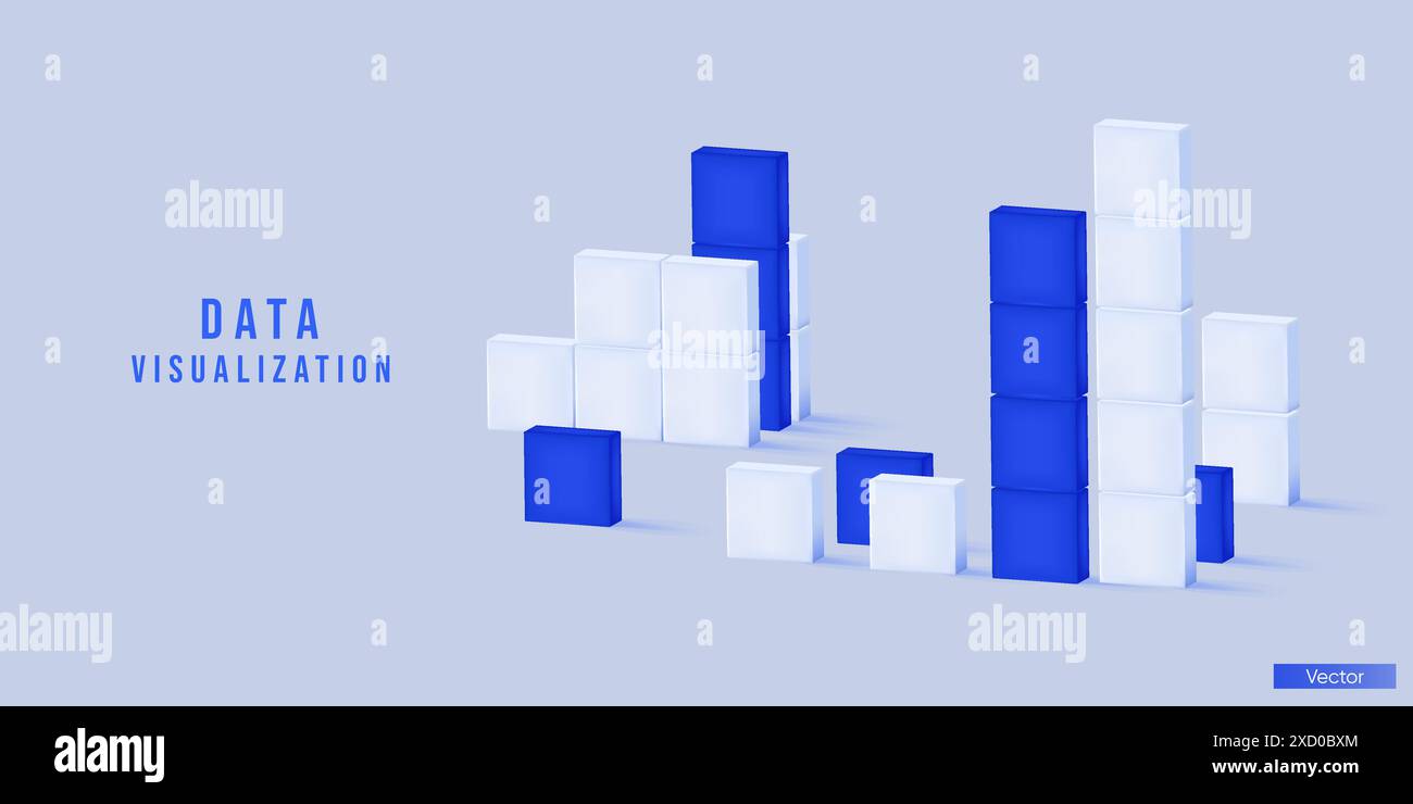 Illustration of abstract stream information with cyan and blue line and ...