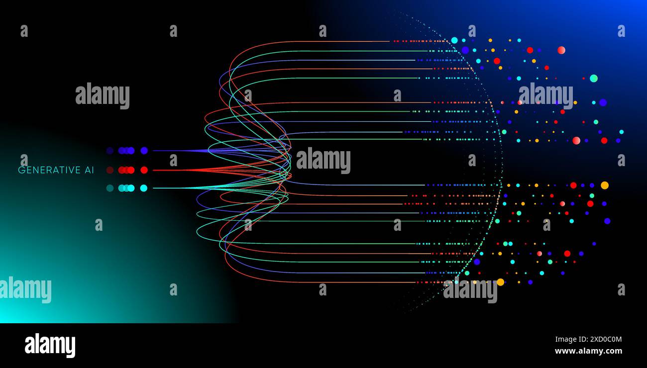 Illustration of abstract stream. Artificial intelligence. Big data ...