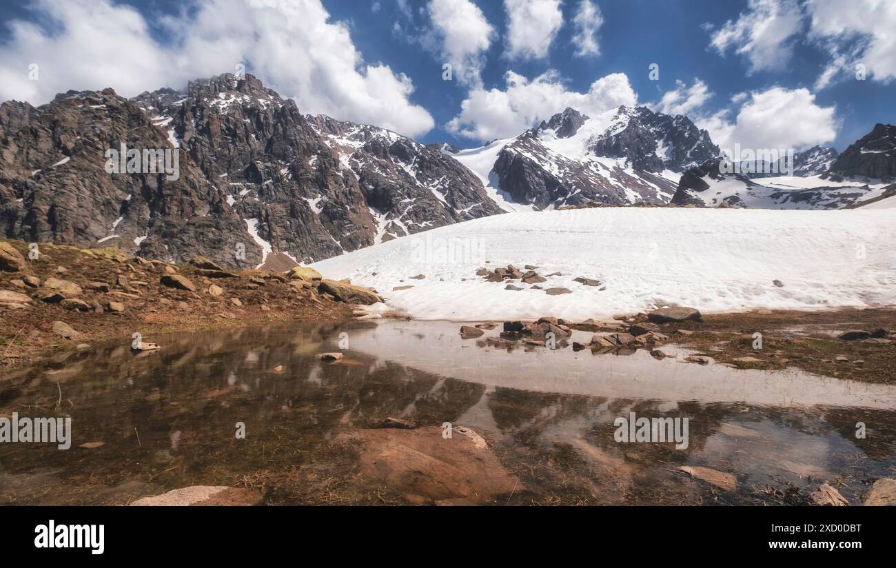 Glacial lake high in the Tien Shan mountains in Kazakhstan Almaty at ...
