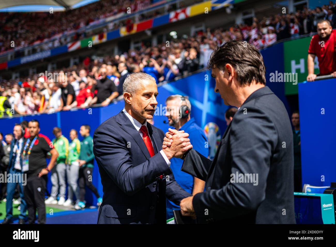 Hamburg, Germany. 19th, June 2024. Head coach Zlatko Dalic (R) of ... Hamburg, Germany. 19th, June 2024. Head coach Zlatko Dalic (R) of ...