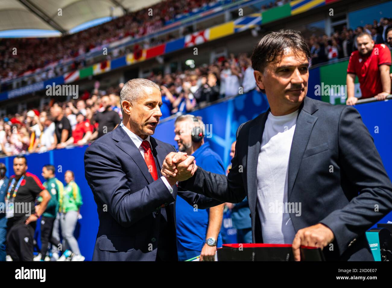Hamburg, Germany. 19th, June 2024. Head coach Zlatko Dalic (R) of ... Hamburg, Germany. 19th, June 2024. Head coach Zlatko Dalic (R) of ...