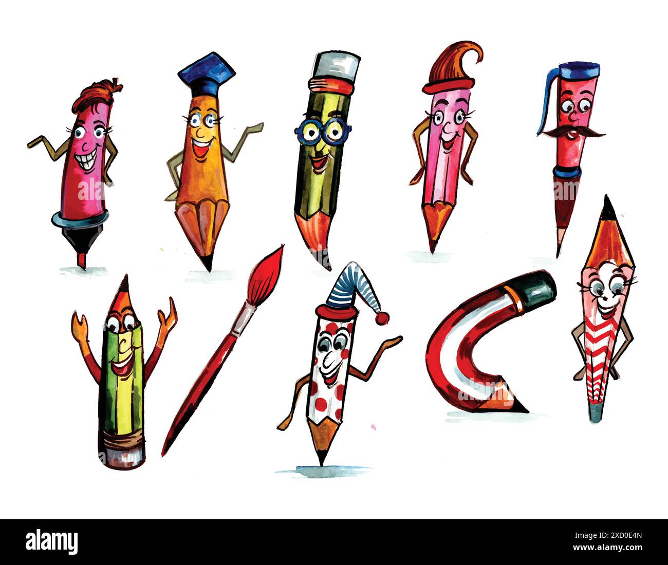 Beautiful creative funny pencil set design Stock Vector Image & Art - Alamy