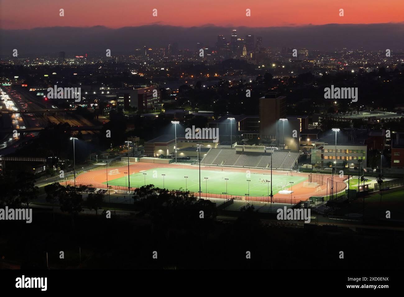 A general overall aerial view of Jesse Owens track at University ...