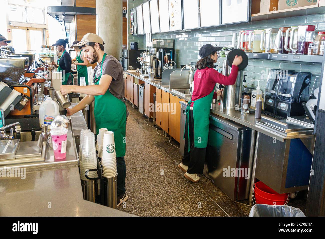 Miami Beach Florida,Lincoln Road,Starbucks Coffee,inside interior ...