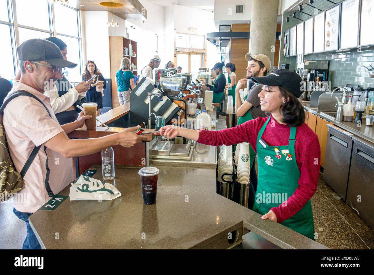 Miami Beach Florida,Lincoln Road,Starbucks Coffee,inside interior ...