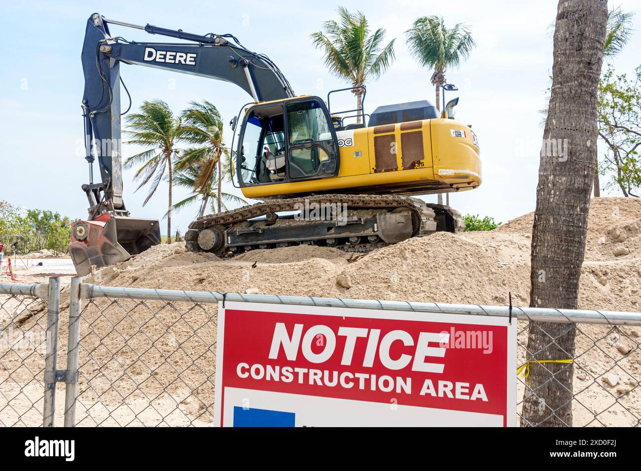 Miami Beach Florida,Ocean Terrace,sign notice construction area site ...