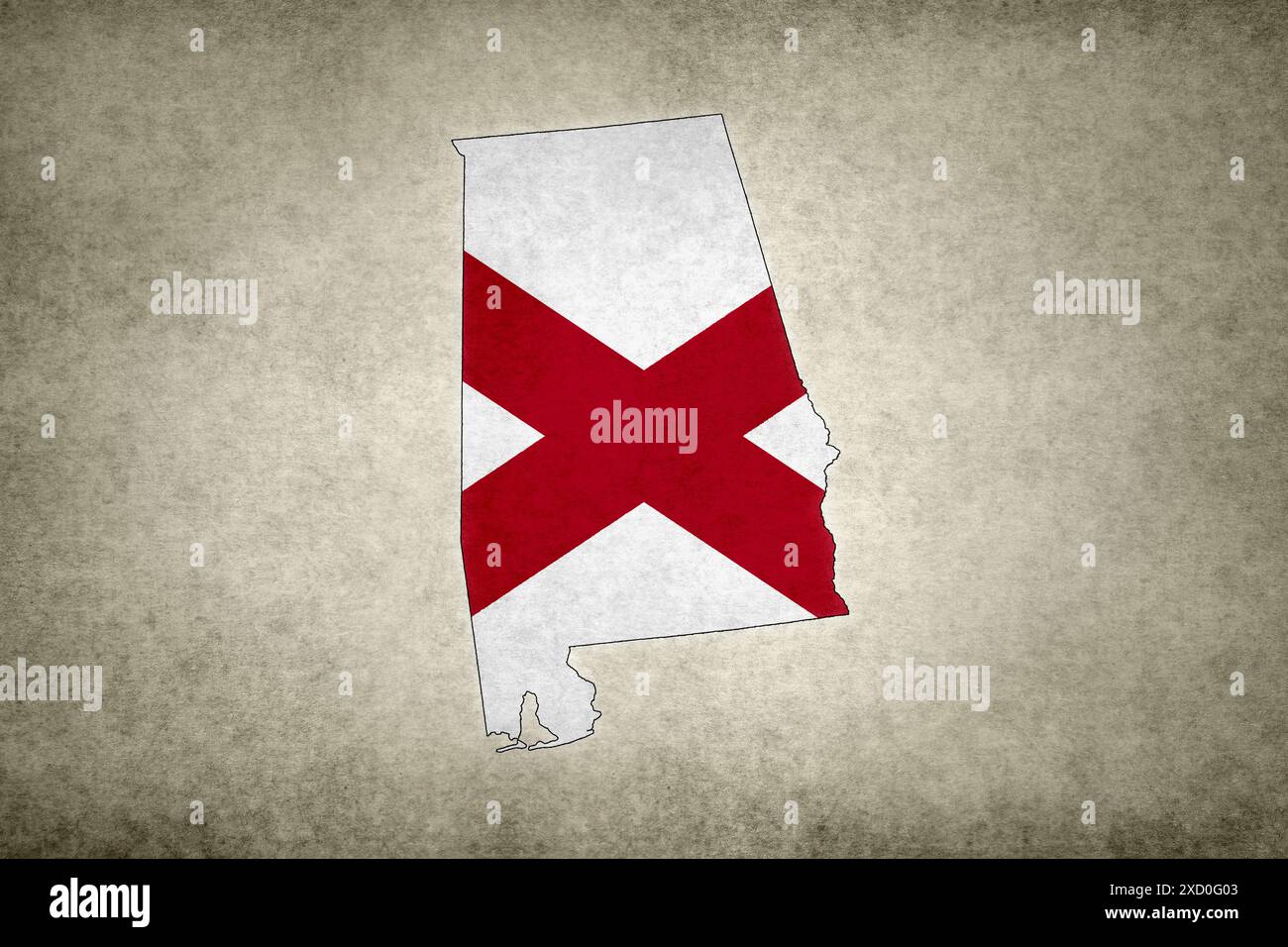 Grunge map of the state of Alabama (USA) with its flag printed within ...