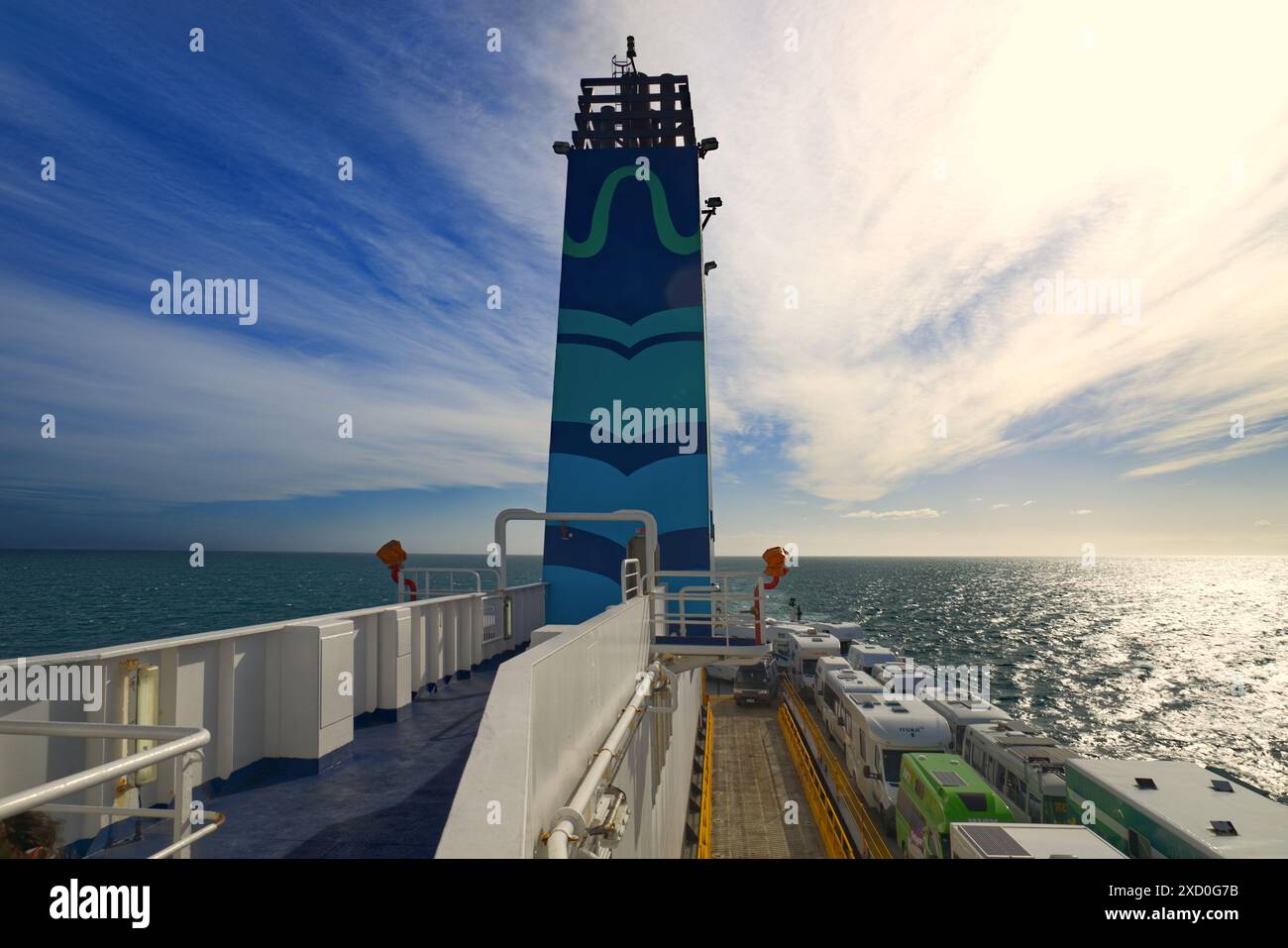 Motorhomes and campervans on Interislander ferry on the Cook Strait ...