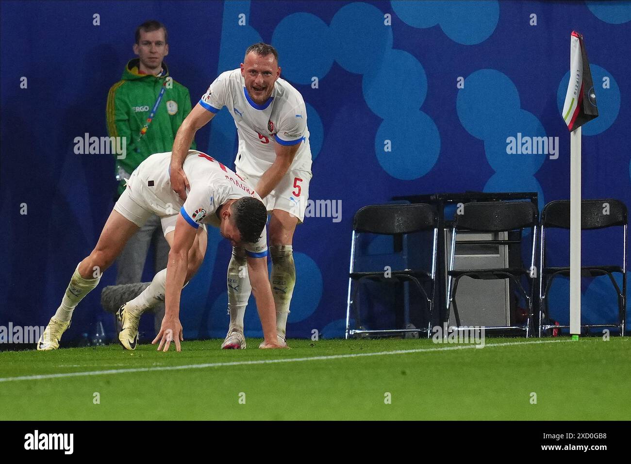 Lukas Provod of Czechia celebrates with his teammate Vladimir Coufal ...