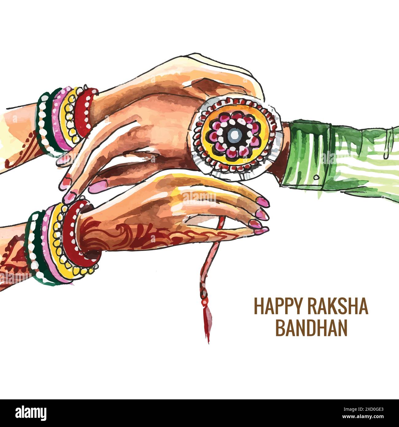 Hand draw watercolor raksha bandhan celebration card background Stock ...