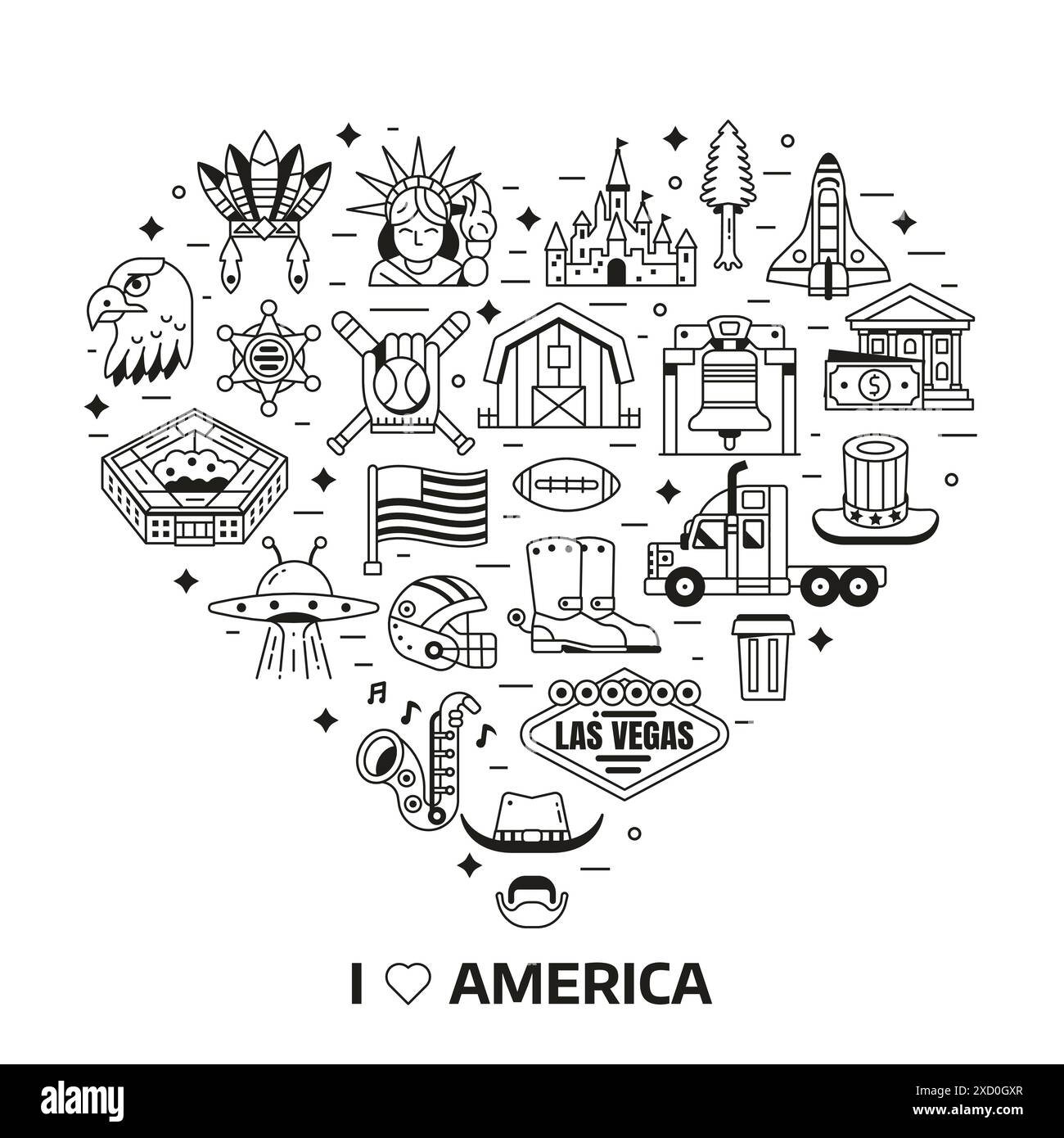 Iconic american elements Stock Vector Images - Alamy
