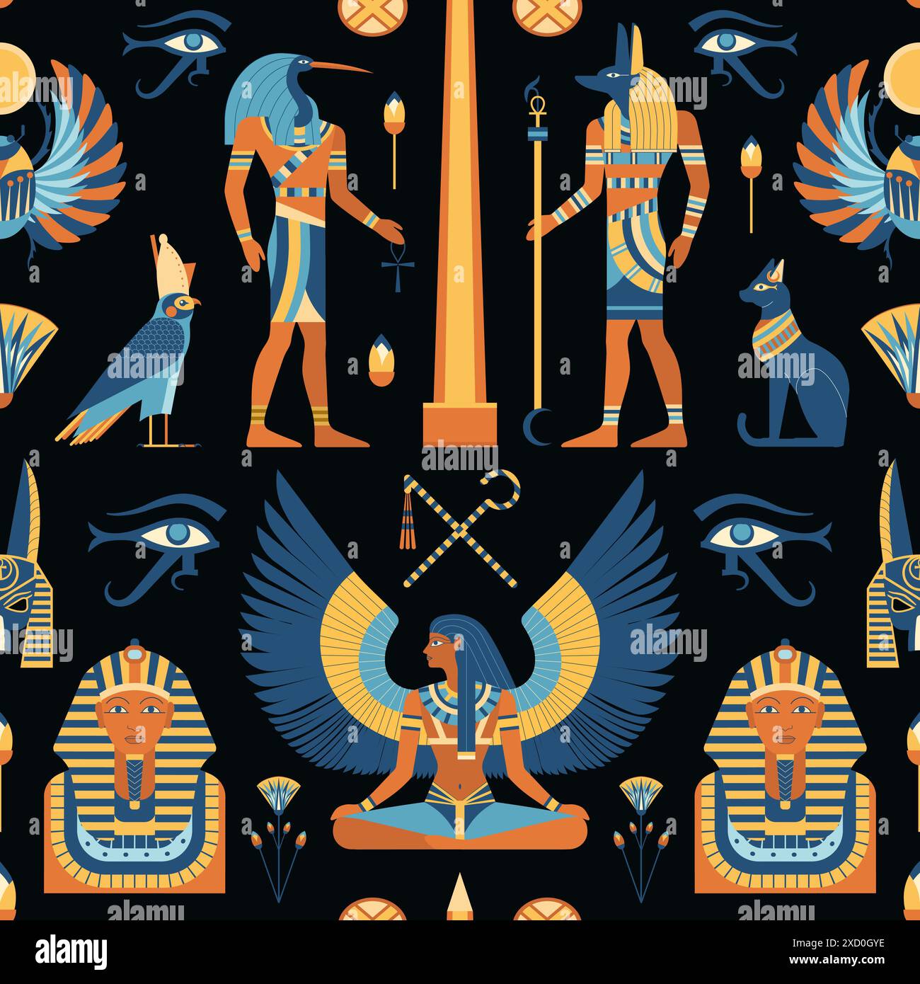 Egypt Pattern with Gods and Magic Symbols Stock Vector Image & Art - Alamy