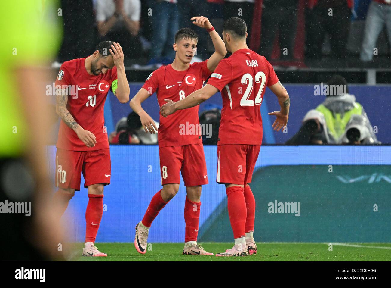 Arda Guler (8) of Turkey celebrates with his teammates after scoring ...