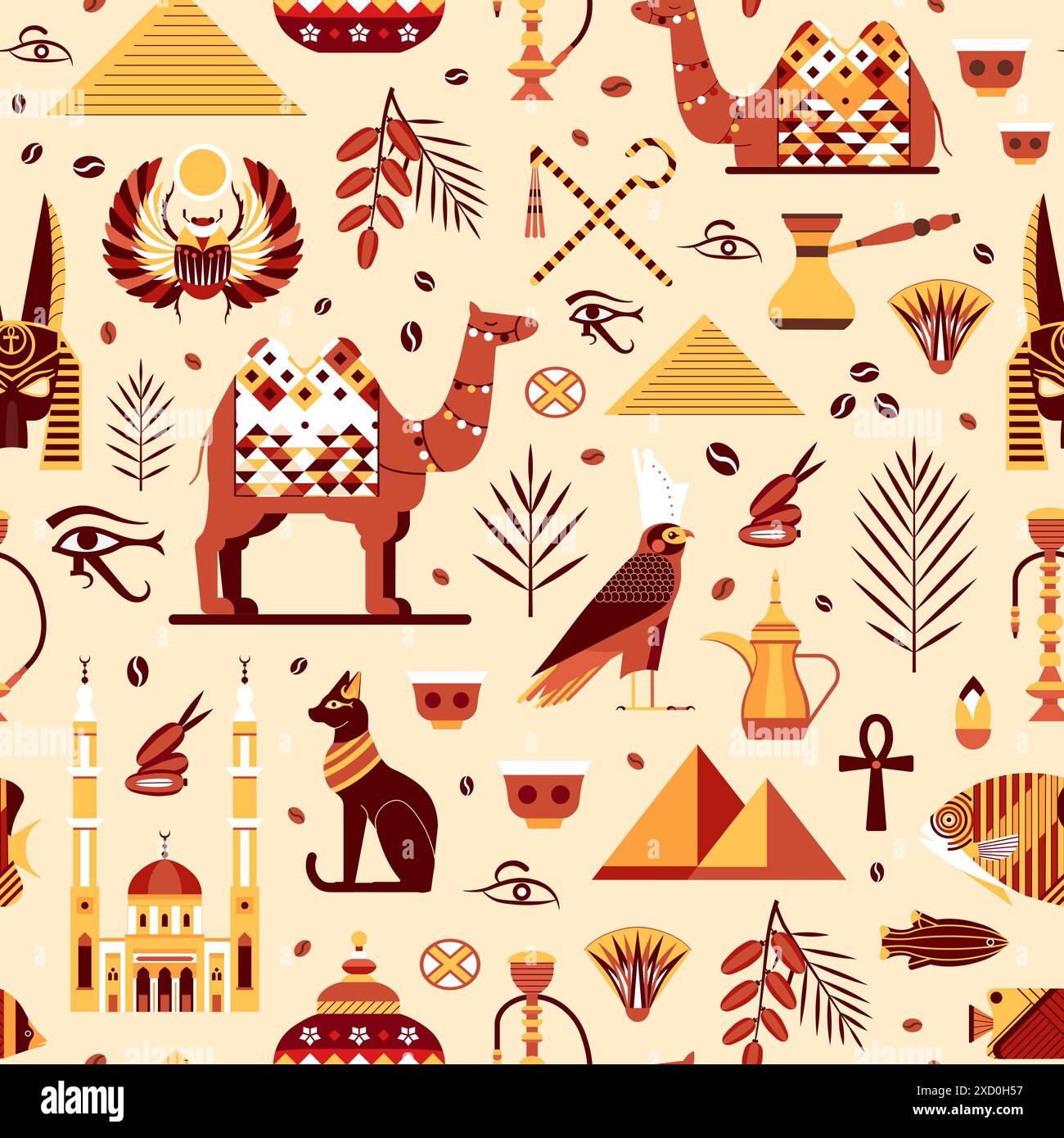 Egypt Travel Pattern with Camels and Pyramids Stock Vector Image & Art ...