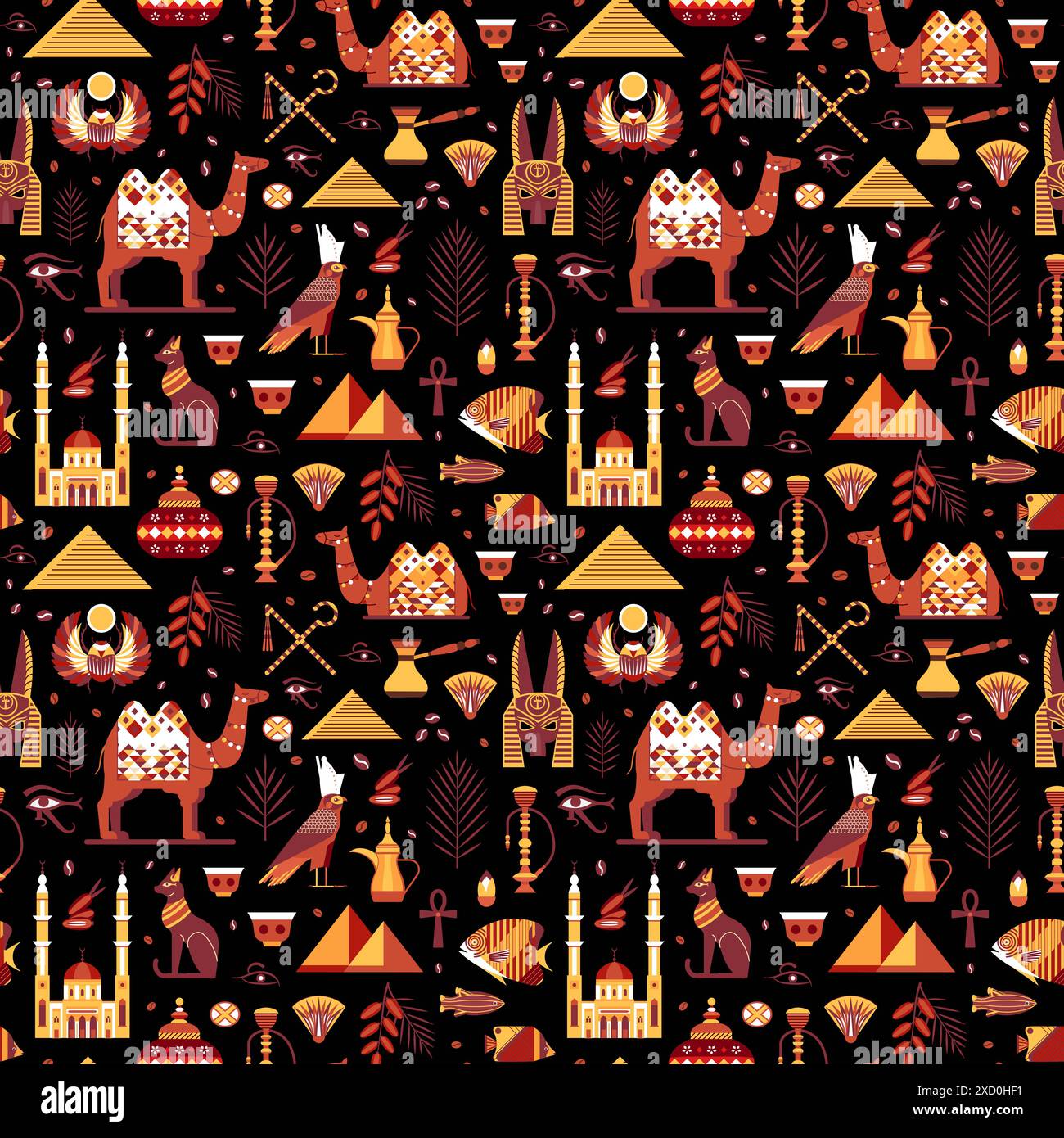 Egypt Travel Pattern with Camels and Pyramids Stock Vector Image & Art ...