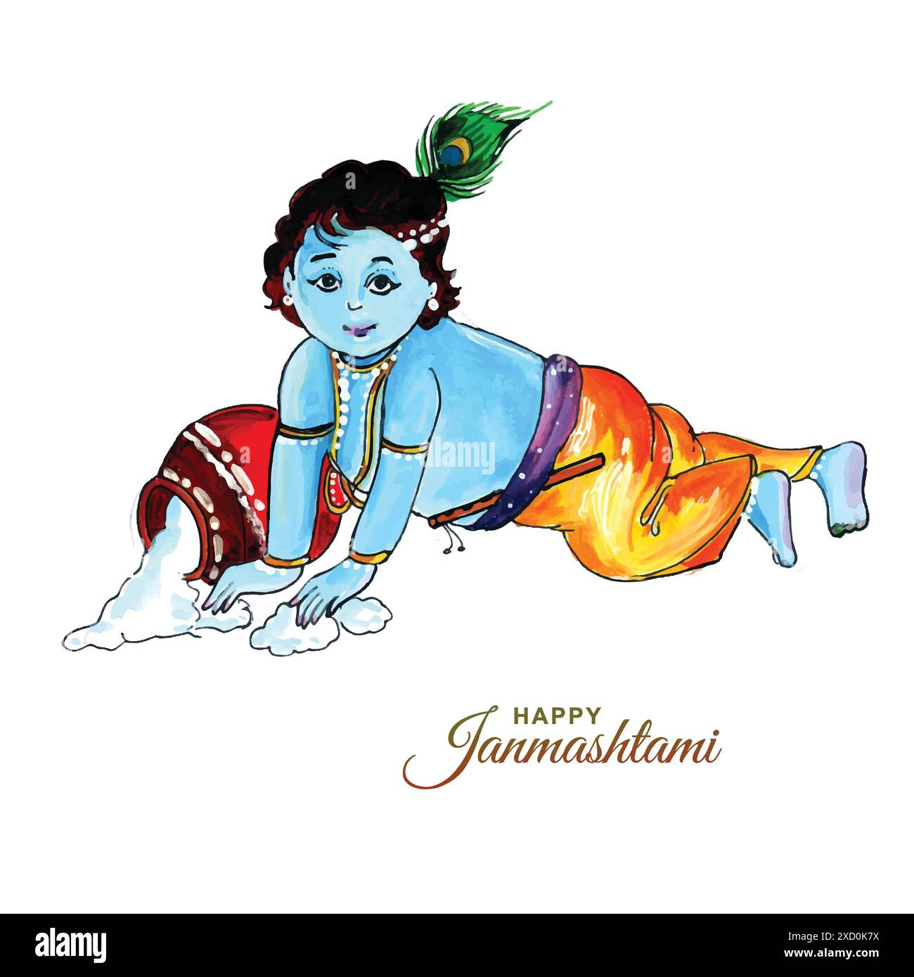 Colorful religious krishna janmashtami card background Stock Vector ...
