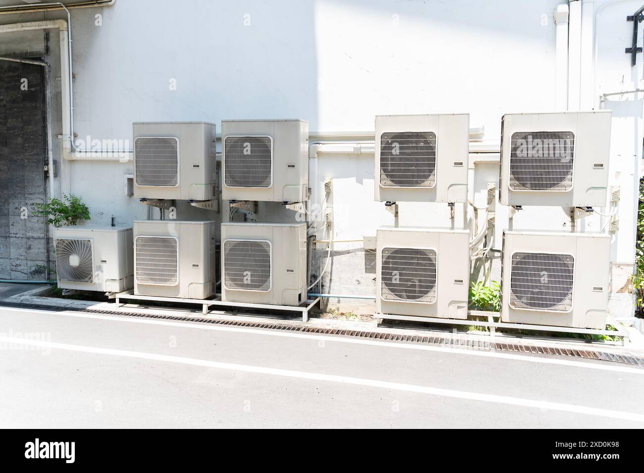 Air conditioning (HVAC) installed on the roof of industrial buildings ...