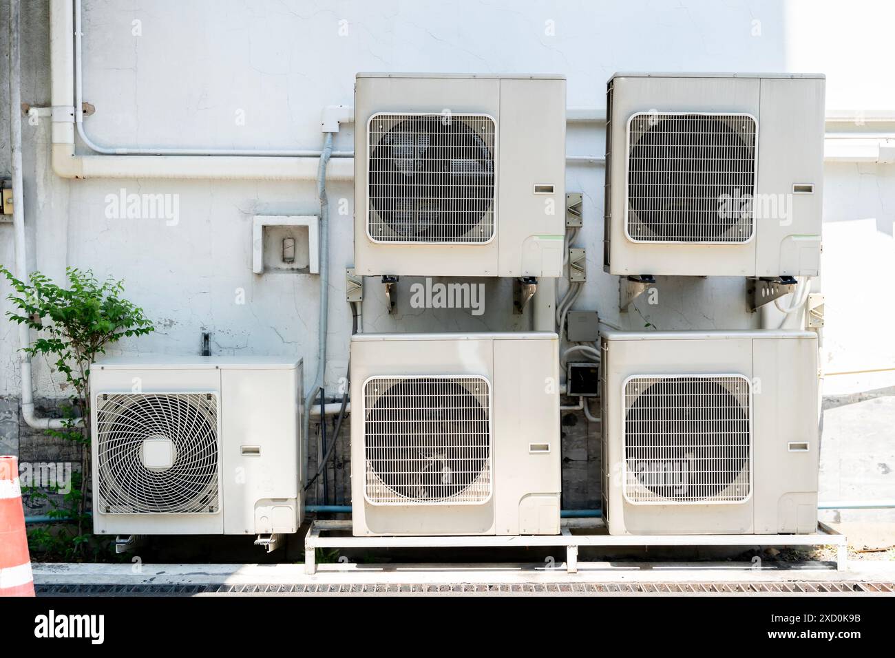 Air compressors concept. Air conditioning (HVAC) installed on the roof ...