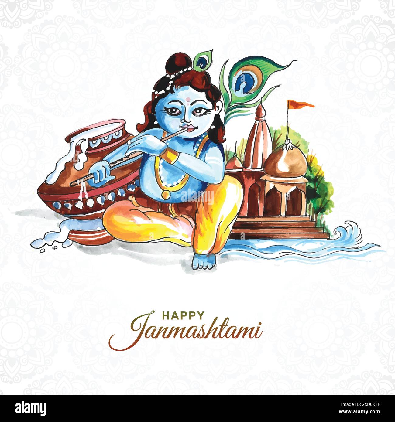 Indian hindu festival of janmashtami celebration card background Stock ...
