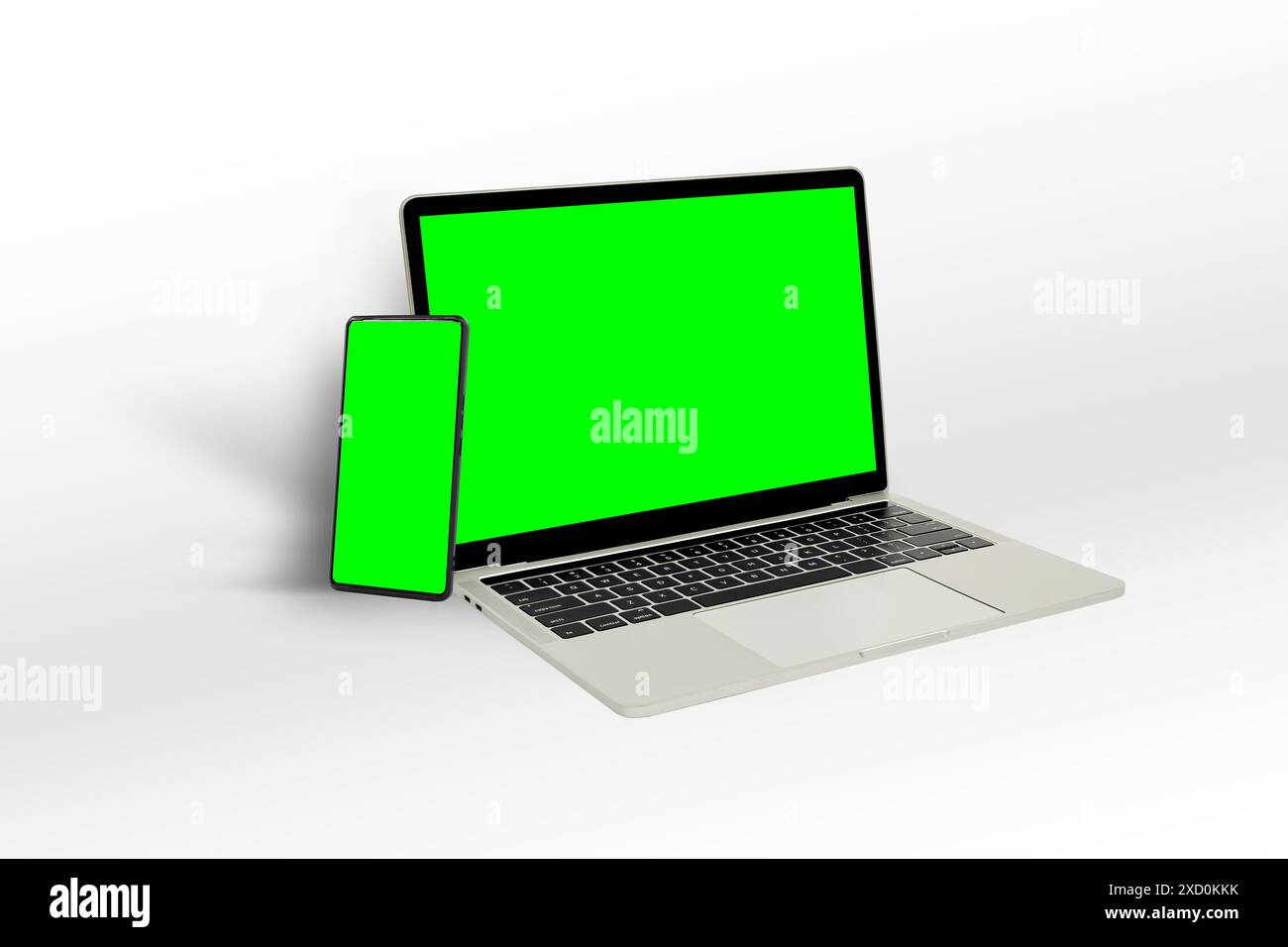 Isolated Devices Mockup. Green screen laptop and green screen mobile ...