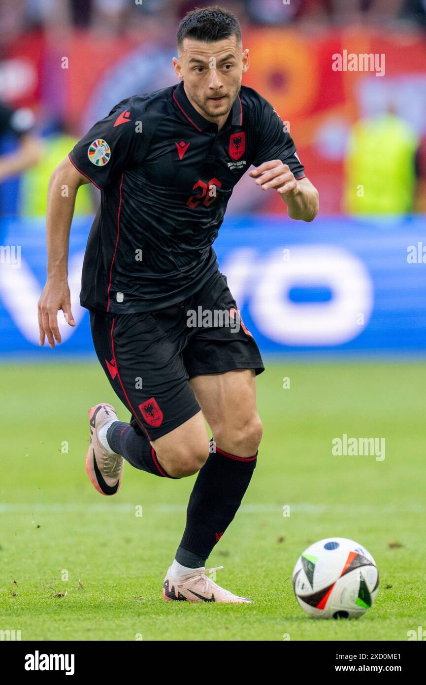 Hamburg, Germany. 19th June, 2024. Arbër Hoxha of Albania runs with the ...