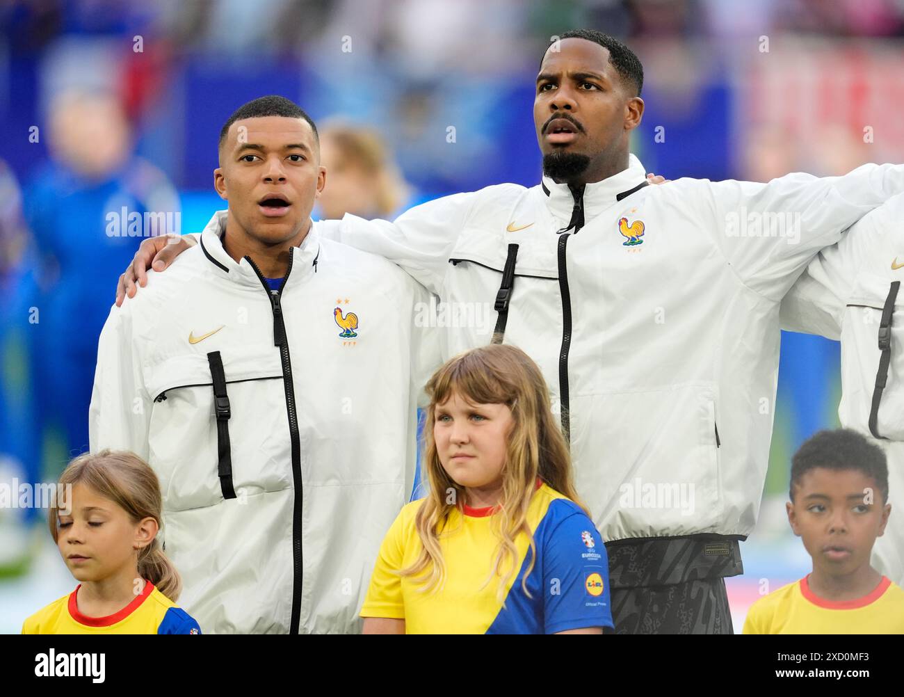 France's Kylian Mbappe and Mike Maignan ahead of the UEFA Euro 2024 Group D match at the ...