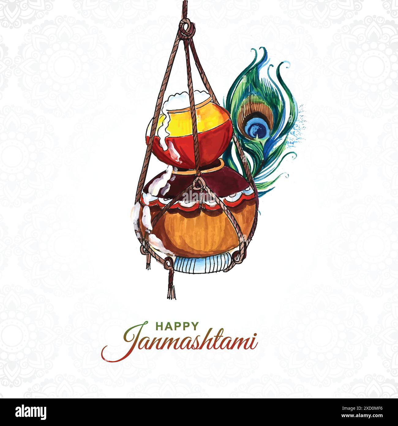 Happy janmashtami background with matki and makhan Stock Vector Image ...