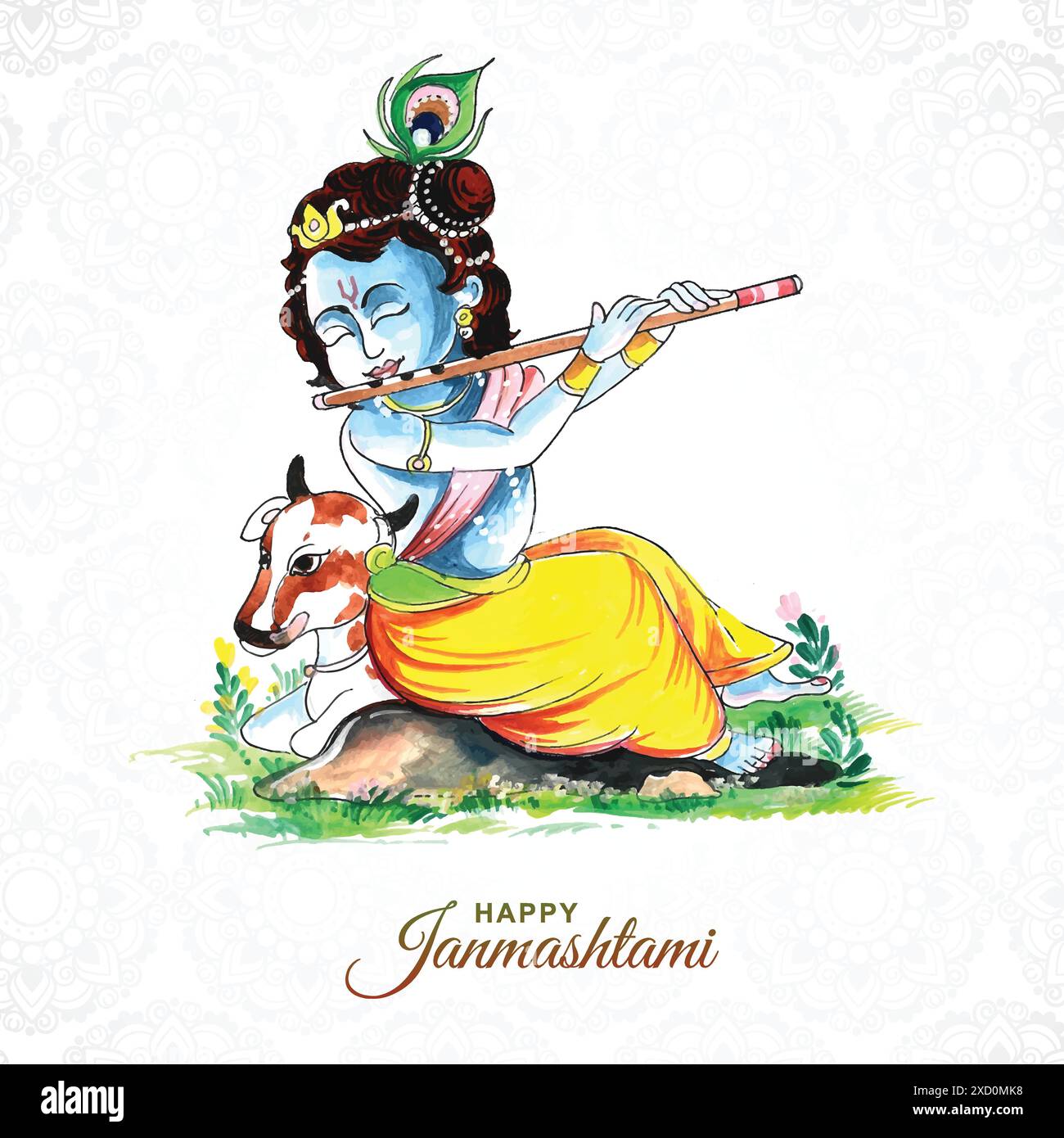 Colorful religious krishna janmashtami card background Stock Vector ...