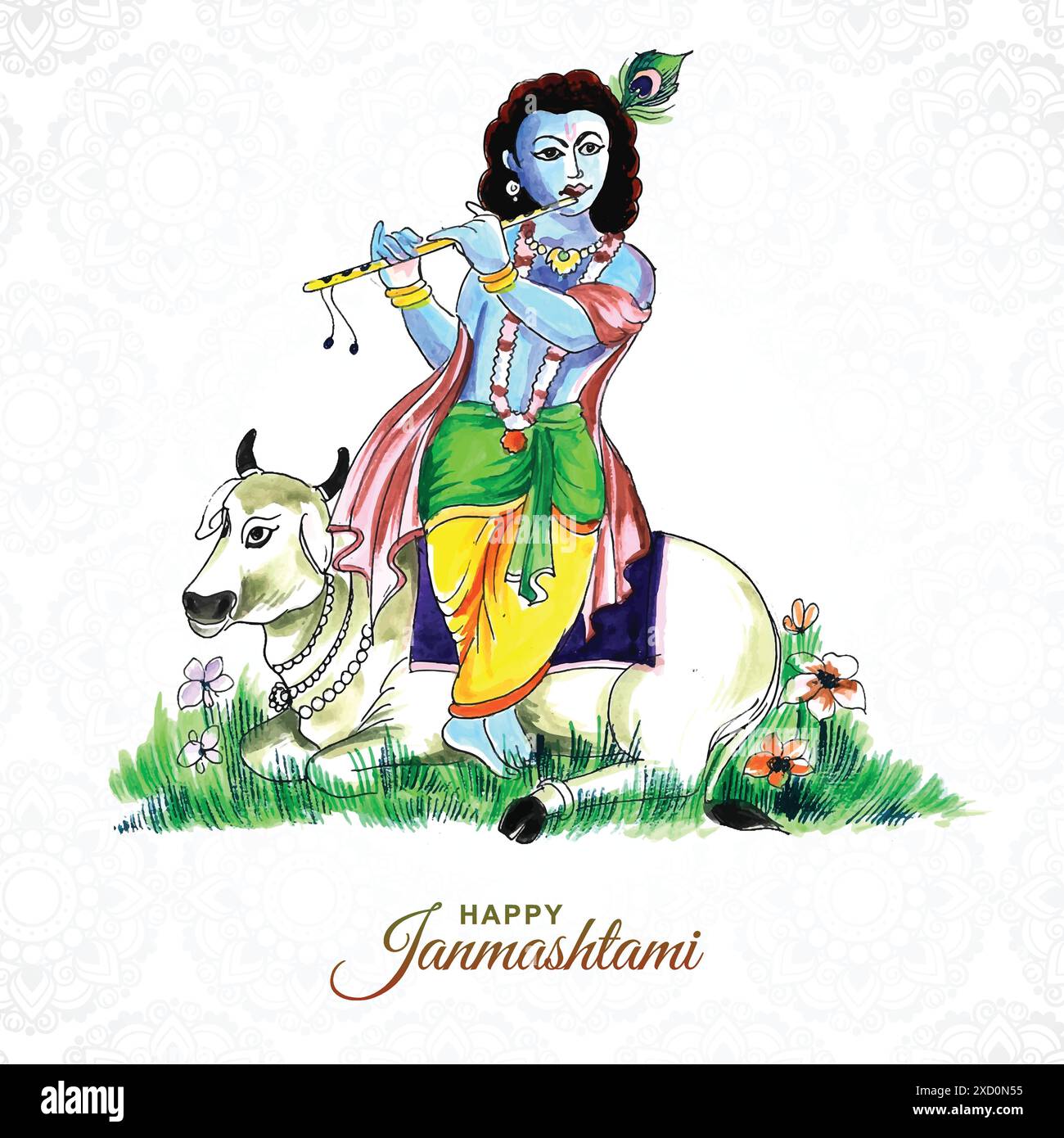 Indian hindu festival of janmashtami celebration card background Stock ...