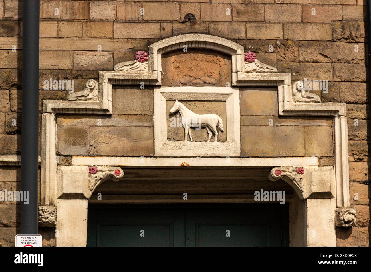 Frieze at the former Palace cinema. Market Place, Longridge Stock Photo ...