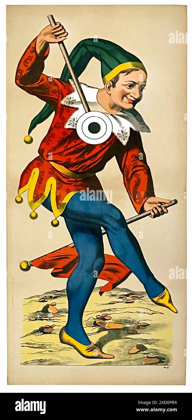 Jester dancing 1930. - Vintage Advertising Print Poster Stock Photo - Alamy
