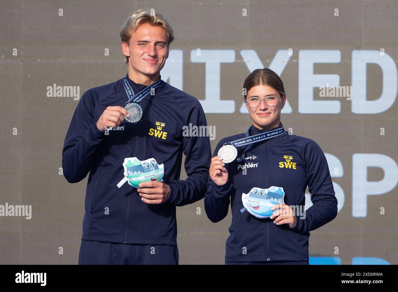 Sweden's Elias Petersen, left, and Emilia Nilsson Garip pose with their ...