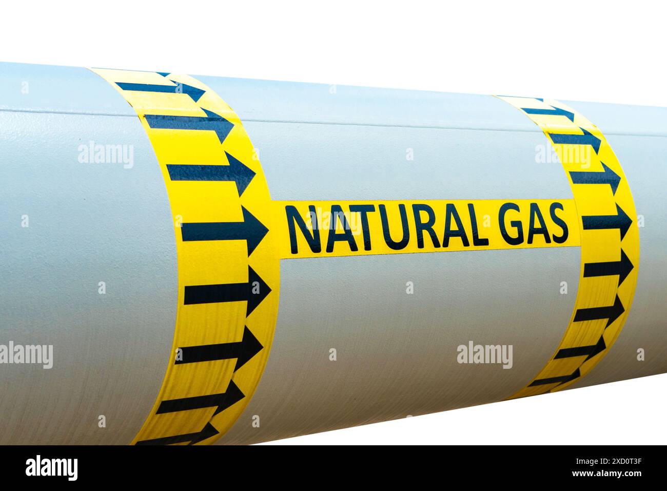 Natural gas pipeline isolated on white background. Pipe with gas flow ...