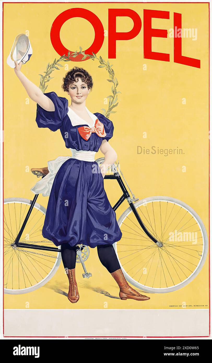 Opel bicycles, 1898. - Vintage Bike Advertising Print Poster Stock ...