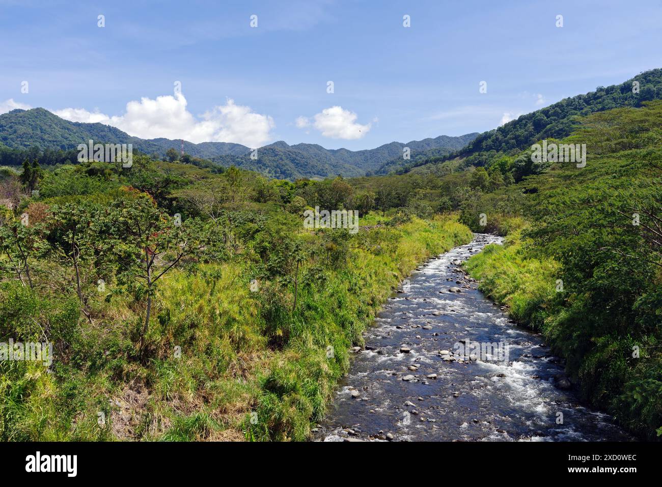Caldera River in Boquete, Panama. Tropical landscape shown in April ...