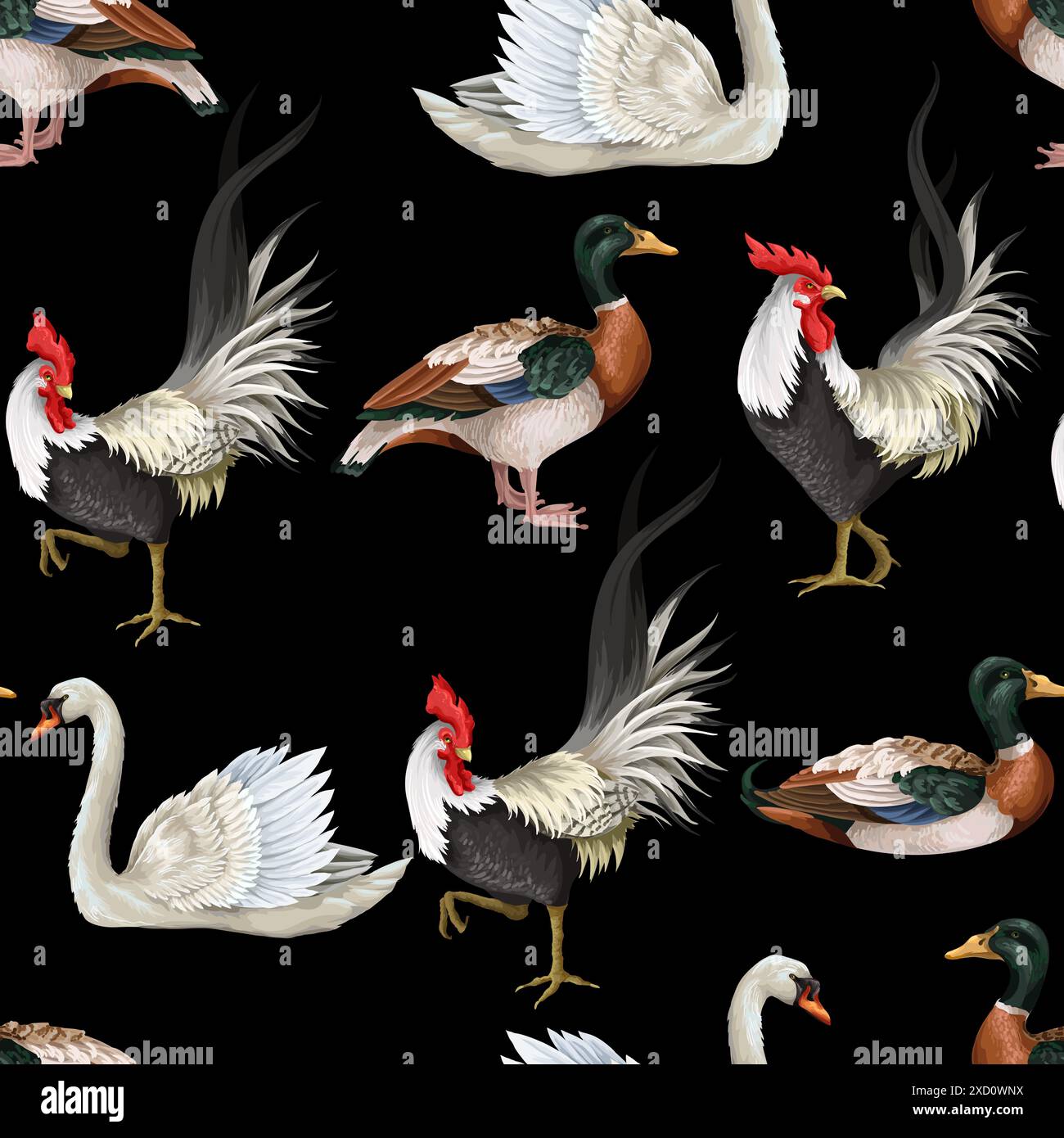 Animals seamless geese pattern hi-res stock photography and images - Alamy