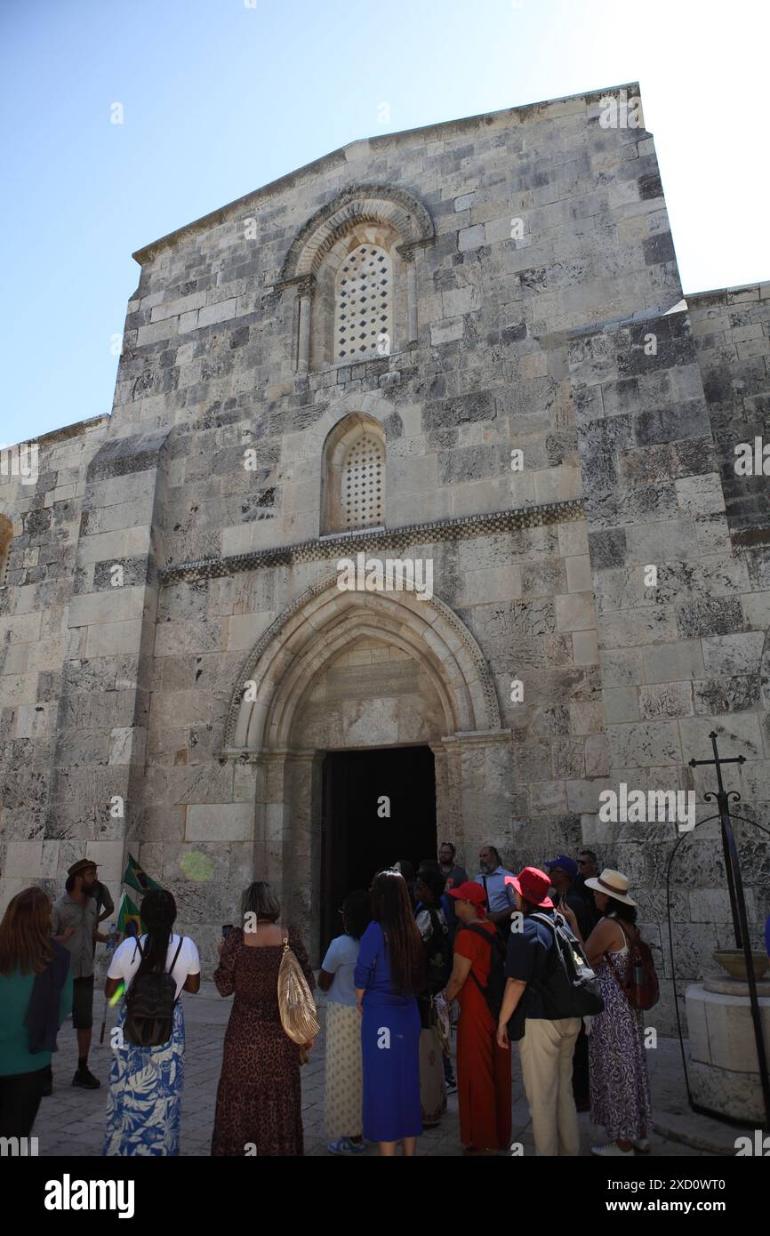 Pilgrims enter the Crusaders 12th century St. Anne Church built where ...