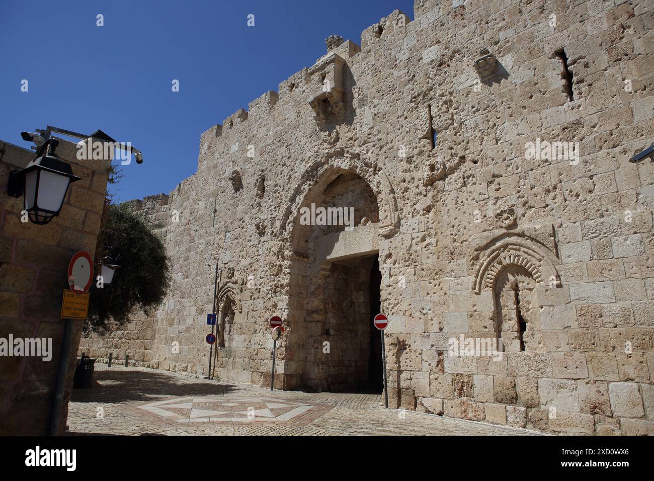 Zion Gate on Mt. Zion, one of eight gates to the Old City of Jerusalem ...