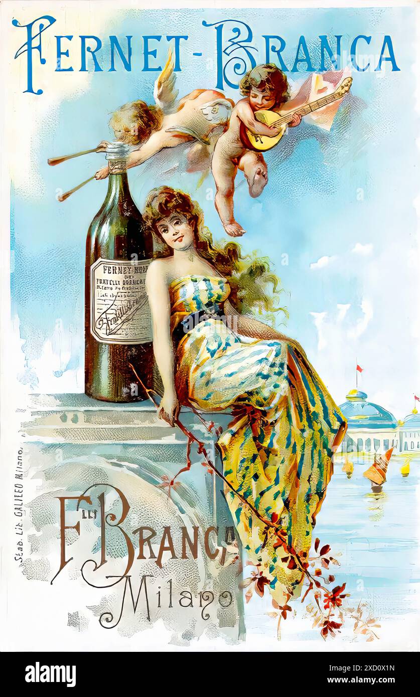 Fernet-Branca, Milano. - Vintage Advertising Print Poster Stock Photo ...