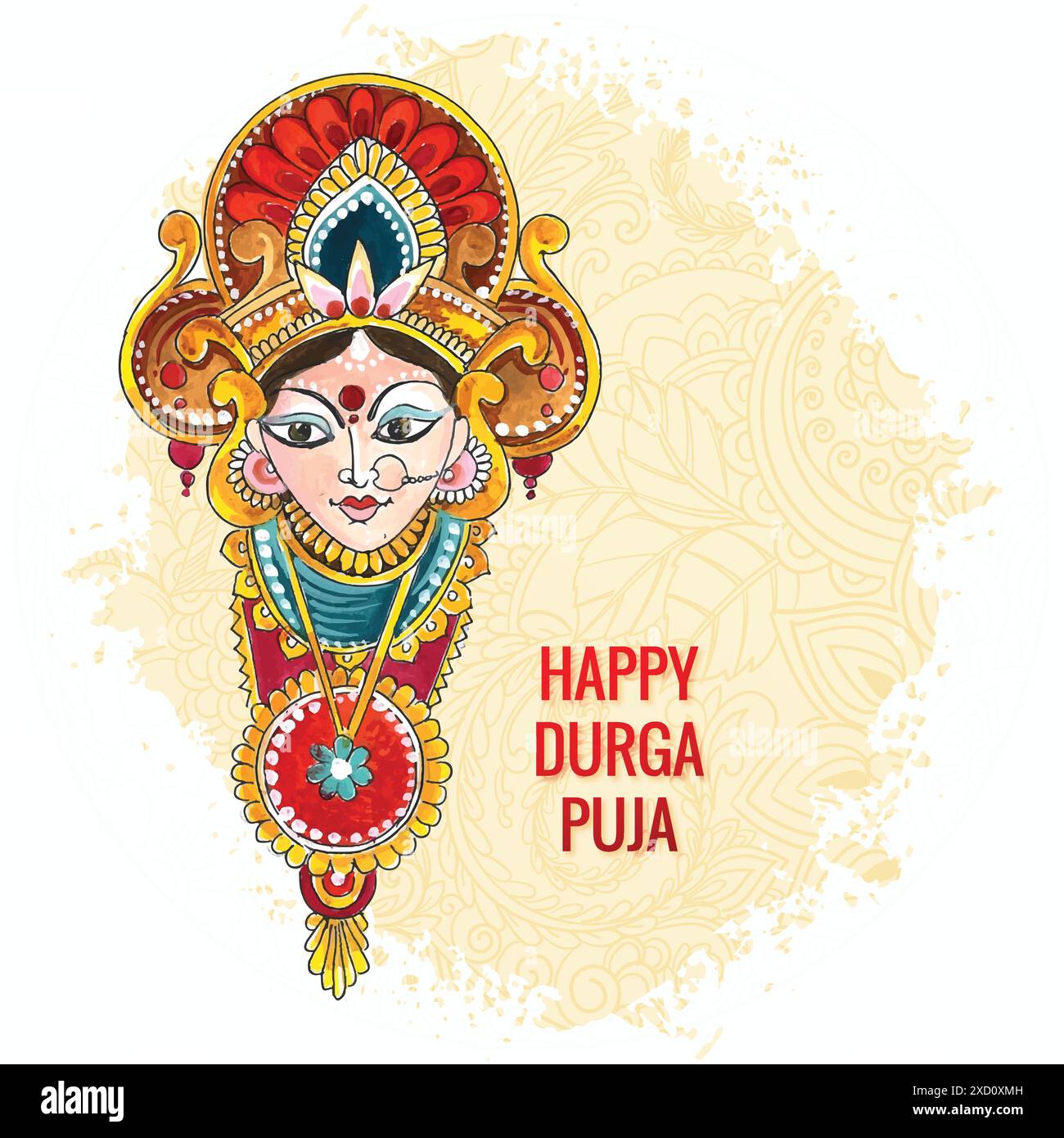 Happy durga pooja indian festival card background Stock Vector Image ...