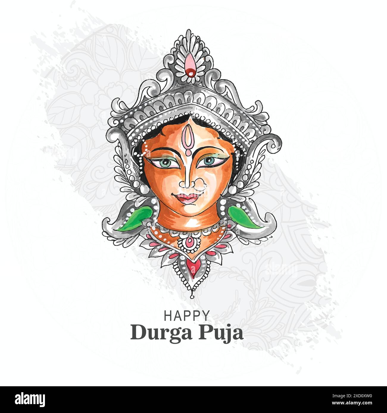 Indian religion festival durga puja face card background Stock Vector ...