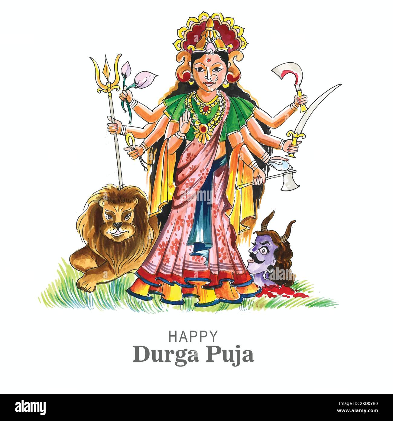 Elegant happy durga pooja indian festival card background Stock Vector ...