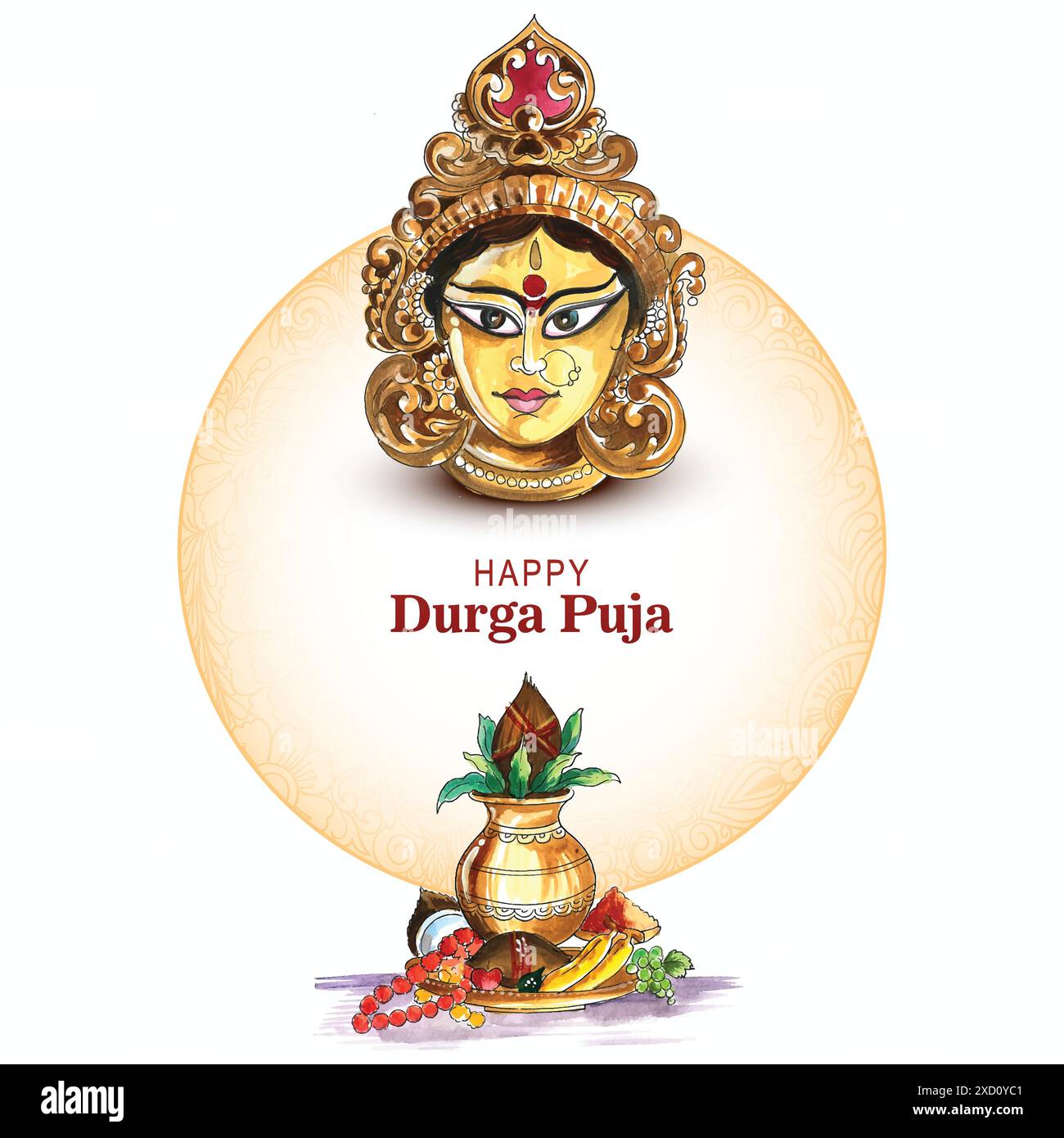 Elegant happy durga pooja indian festival card background Stock Vector ...