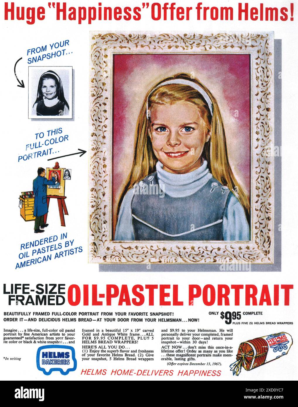 1967 Helms bakery ad - Oil pastel portrait Stock Photo - Alamy