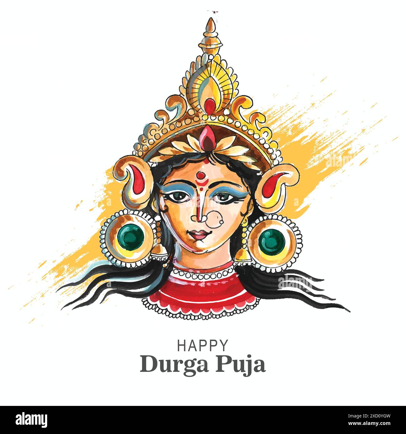 Durga puja festival greeting card background Stock Vector Image & Art ...