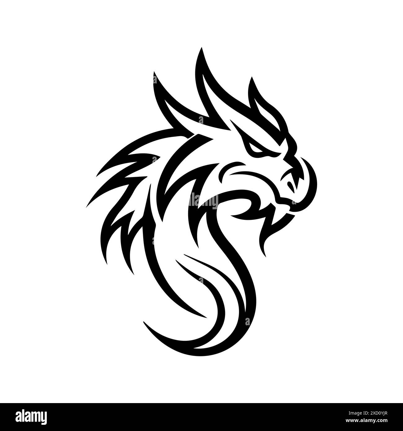 dragon logo or modern line icon. Vector line art and icon design with ...