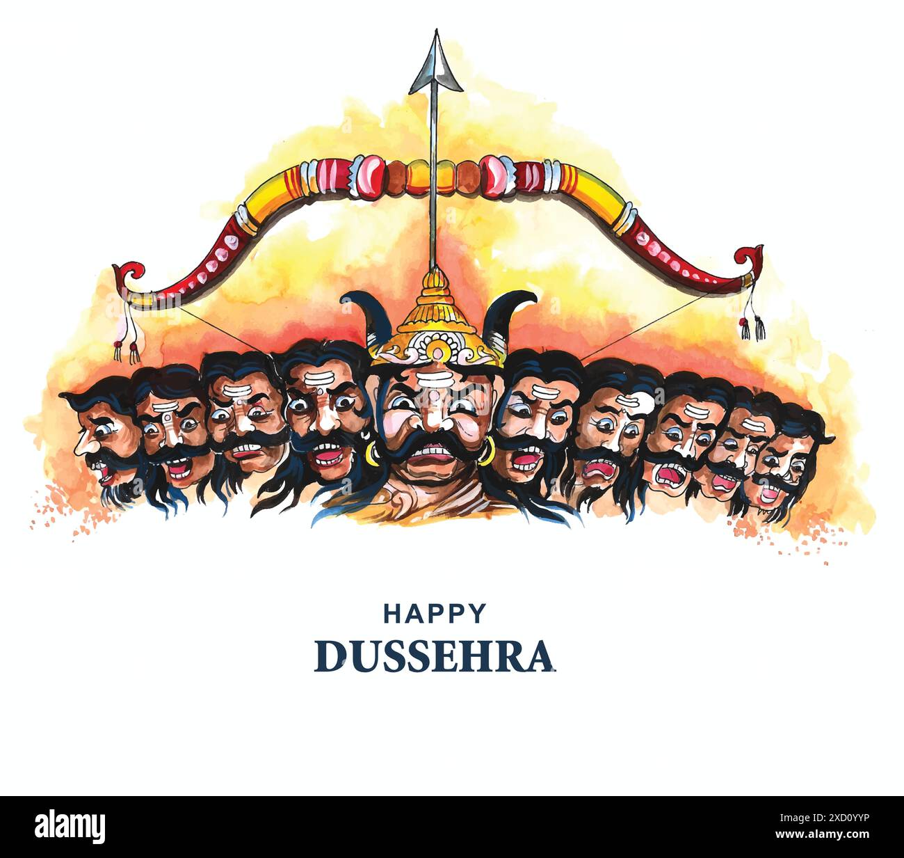Happy dussehra celebration angry ravan with ten heads card design Stock ...