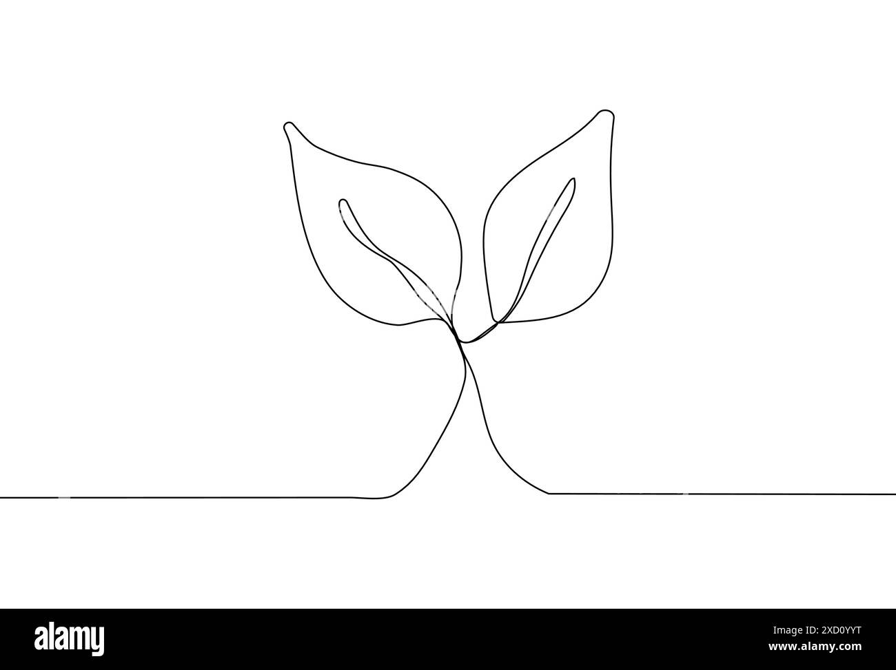 Growing sprout drawn in one continuous line vector illustration. This hand-drawn doodle line art ...